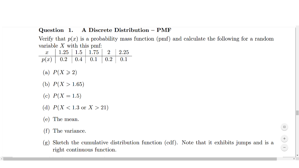Solved A Discrete Distribution - PMF Verify that p(x) is a | Chegg.com