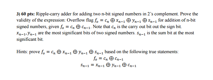 Solved 3 60 Pts Ripple Carry Adder For Adding Two N Bit 