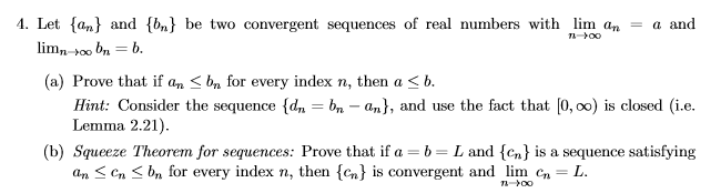Solved 1. Let fan and {bn} be two convergent sequences of | Chegg.com