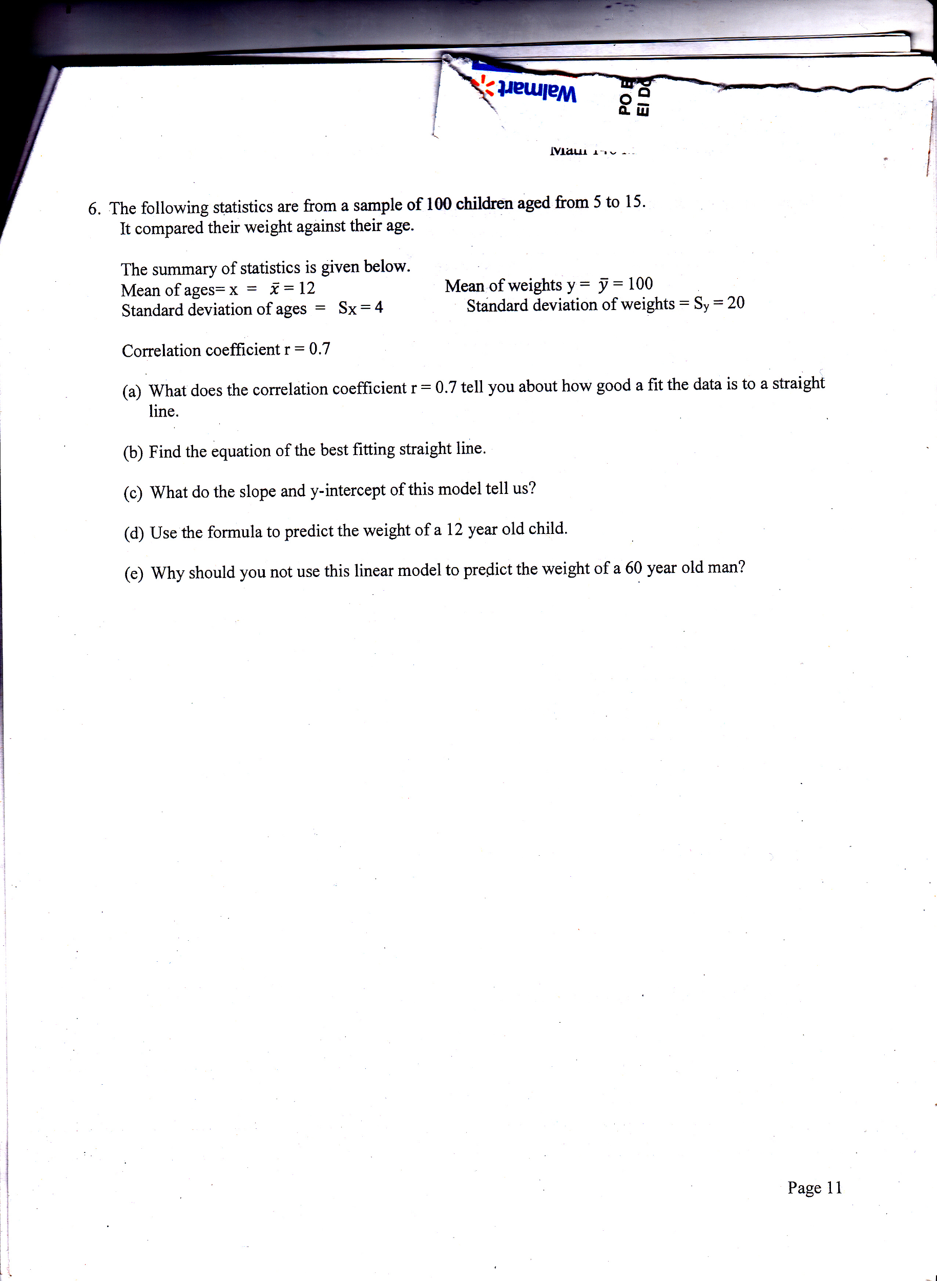 Solved 6. The following statistics are from a sample of 100 | Chegg.com