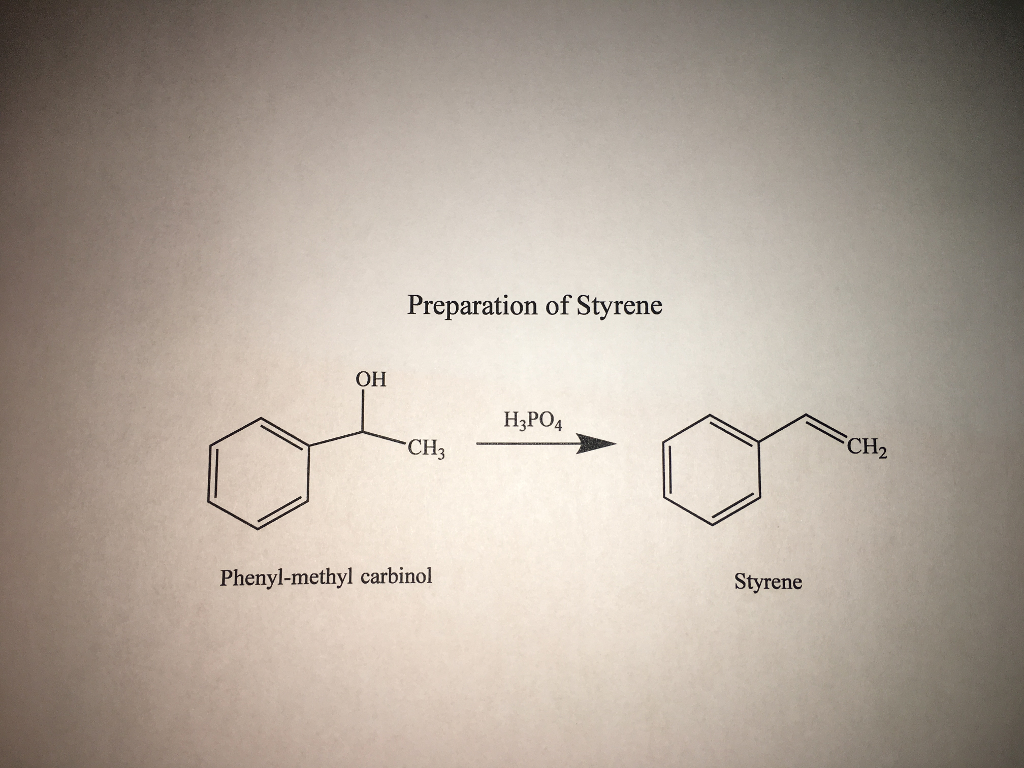 Solved Preparation of Styrene OH H3PO CH Phenyl-methyl | Chegg.com