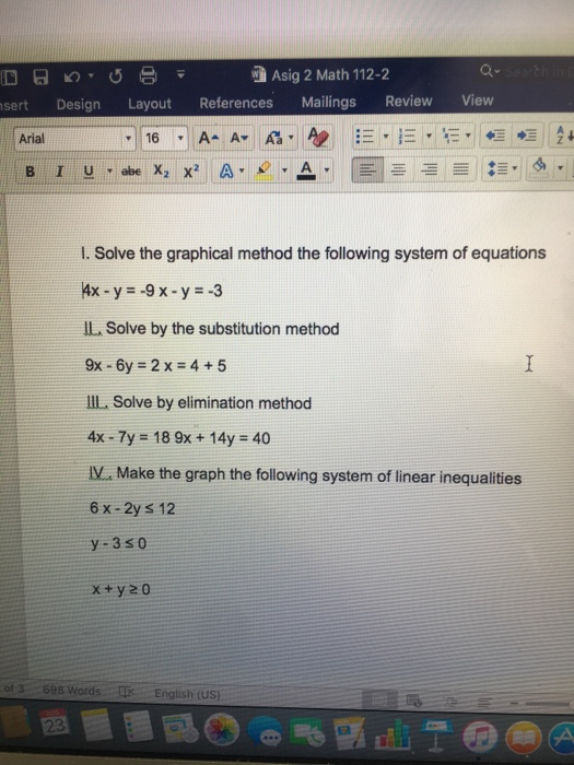 Solved Solve the graphical method the following system of | Chegg.com