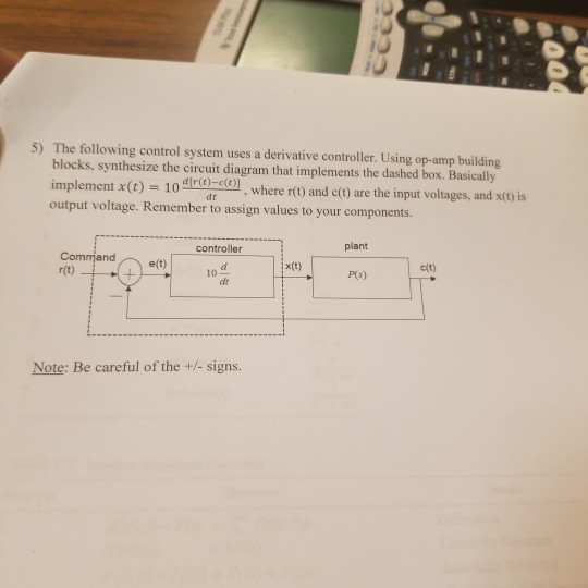 Solved The following control system uses a derivative | Chegg.com
