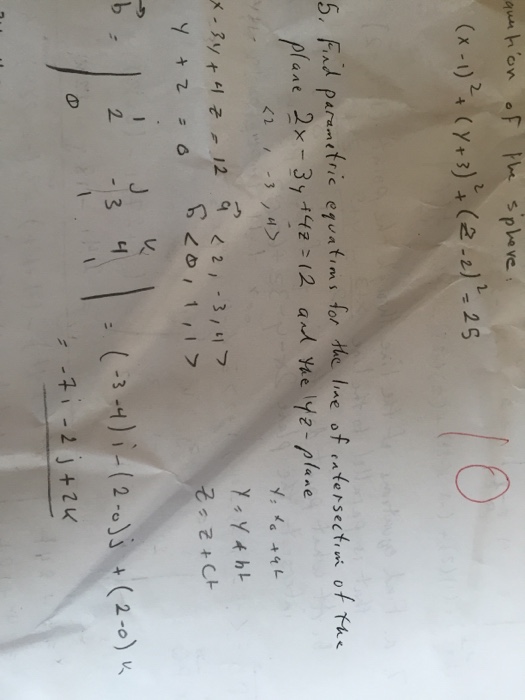 Solved Find parametric equation for the line of intersection | Chegg.com