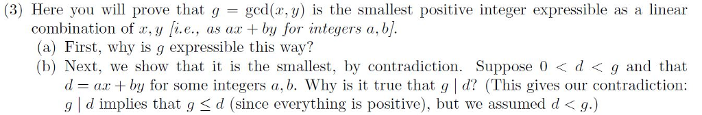 Solved Here you will prove that g = gcd(x; y) is the | Chegg.com