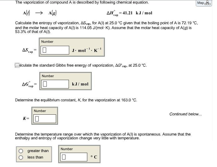 Solved The vaporization of compound A is described by | Chegg.com