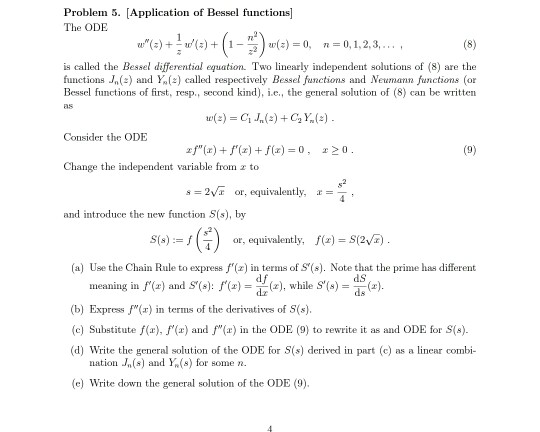 Solved Problem . [Application of Bessel functions] The ODE | Chegg.com