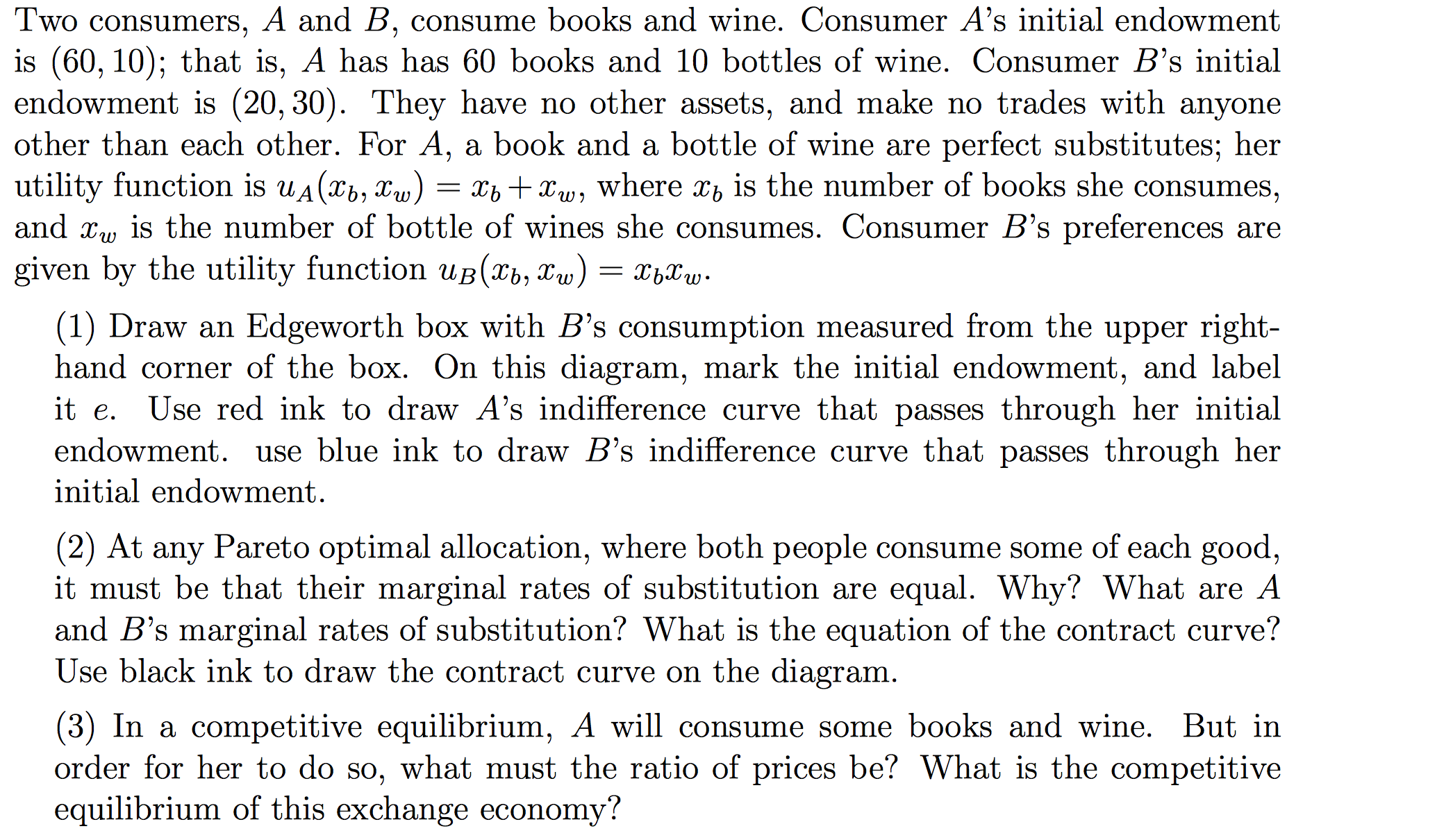 Solved Two consumers, A and B, consume books and wine. | Chegg.com