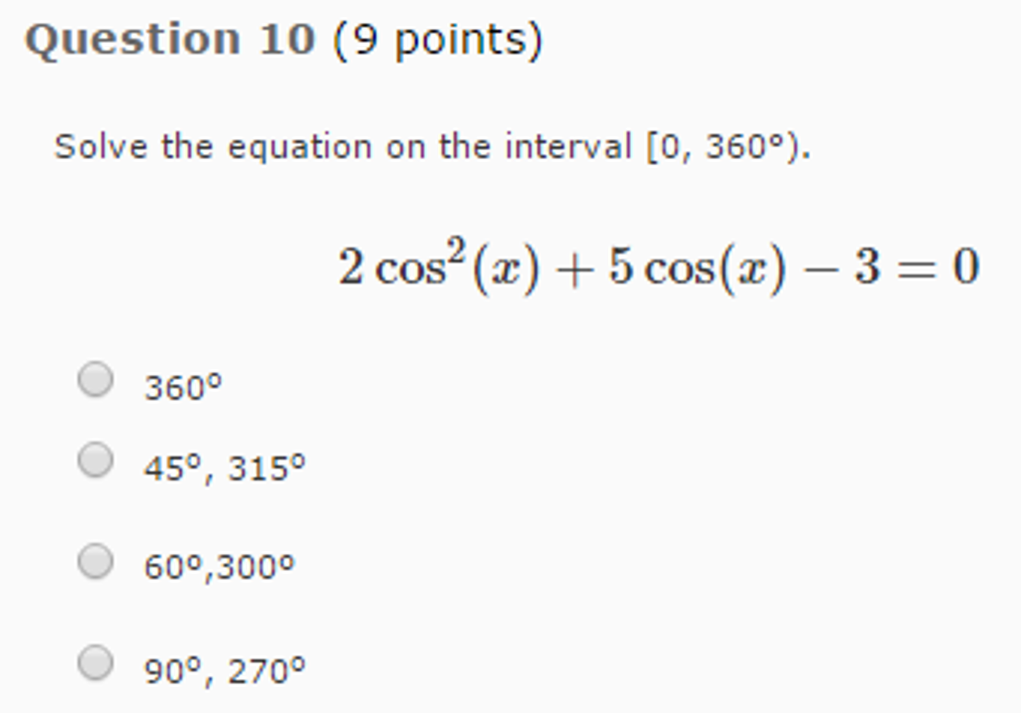 Solved Question 10 (9 points) Solve the equation on the | Chegg.com