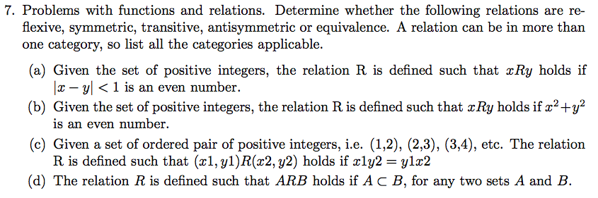 Solved Determine whether the following relations are | Chegg.com