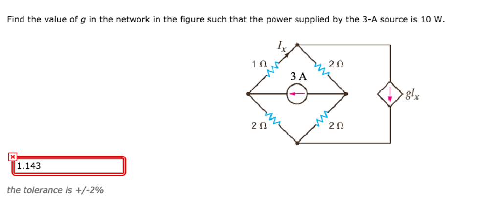 Solved Find the value of g in the network in the figure such | Chegg.com
