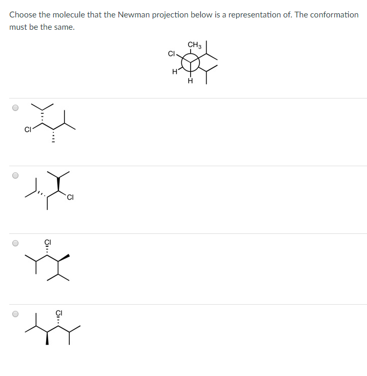 Solved Choose the molecule that the Newman projection below | Chegg.com