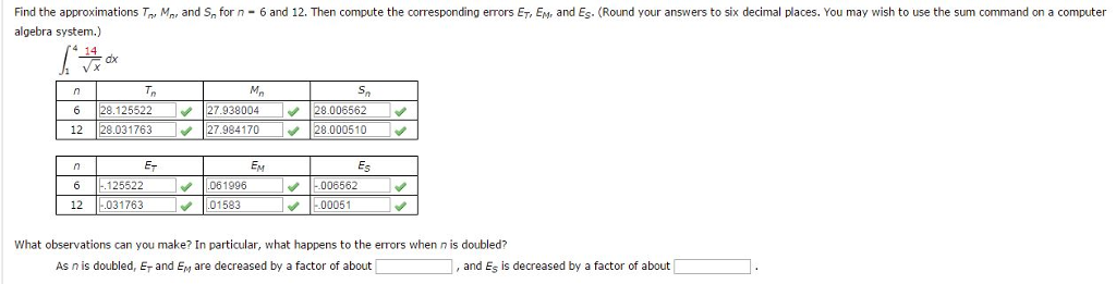 Solved For this question I already found the approximations | Chegg.com