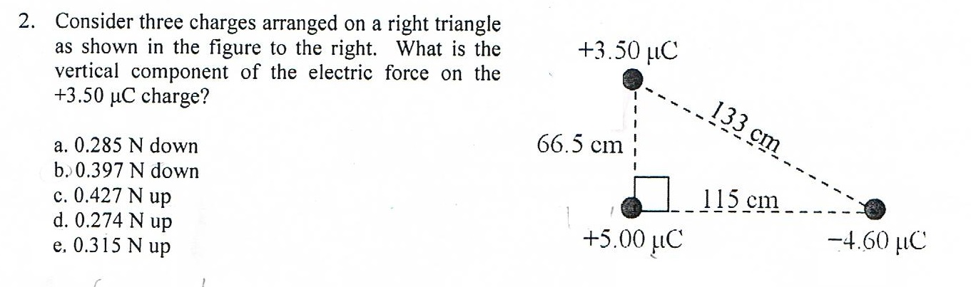 Solved 2. Consider three charges arranged on a right | Chegg.com