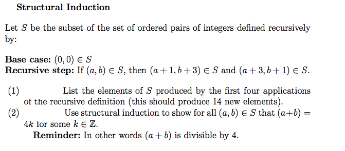 Solved Structural Induction Let S be the subset of the set | Chegg.com