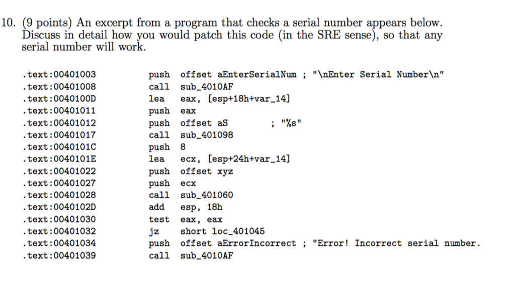 Solved An excerpt from a program that checks a serial number | Chegg.com
