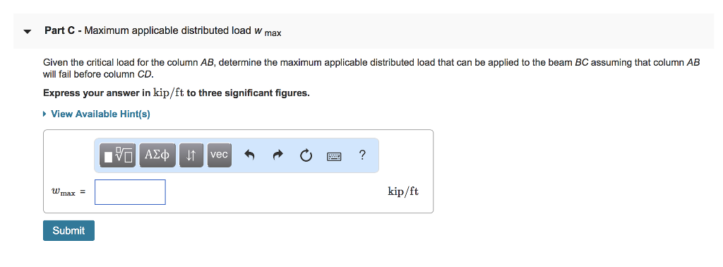 Solved Learning Goal: Part A Critical load for column AB To | Chegg.com