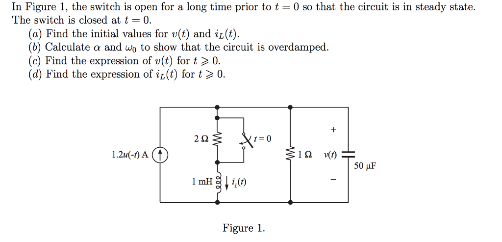 Solved In Figure 1, the switch is open for a long time prior | Chegg.com