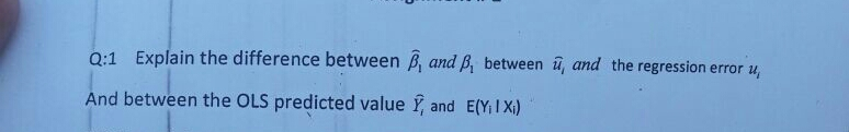 Explain the difference between hat beta_1, and beta_1 | Chegg.com