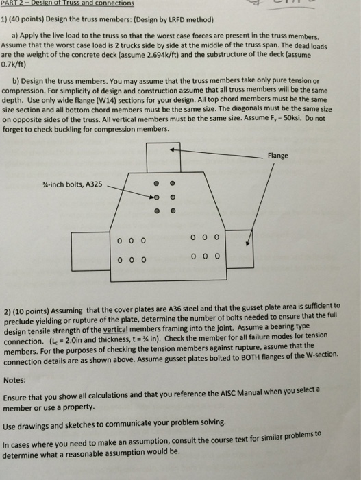 Design the truss members: (Design by LRFD method) | Chegg.com