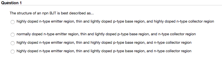 Solved The structure of an npn BJT is best described as... | Chegg.com