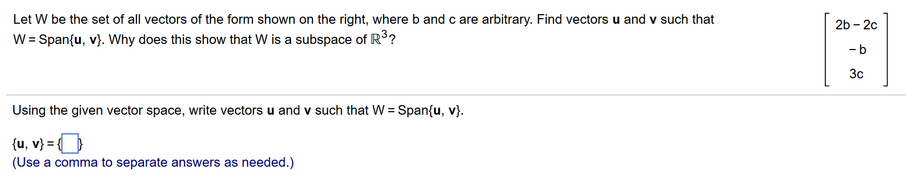 Solved Let W be the set of all vectors of the form shown on | Chegg.com