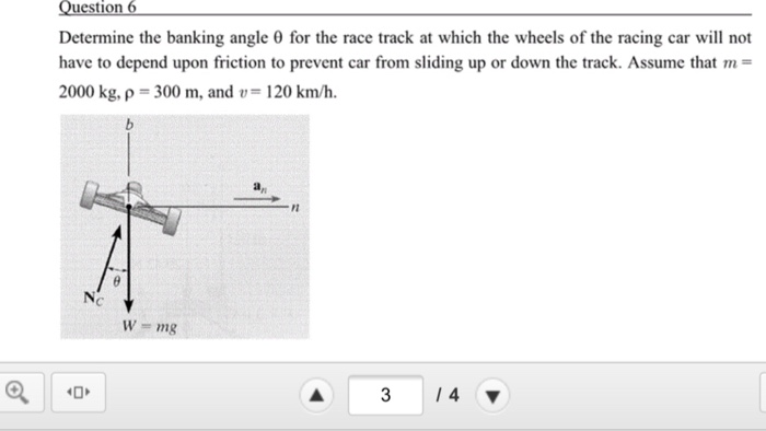 Solved Determine the banking angle theta for the race track | Chegg.com
