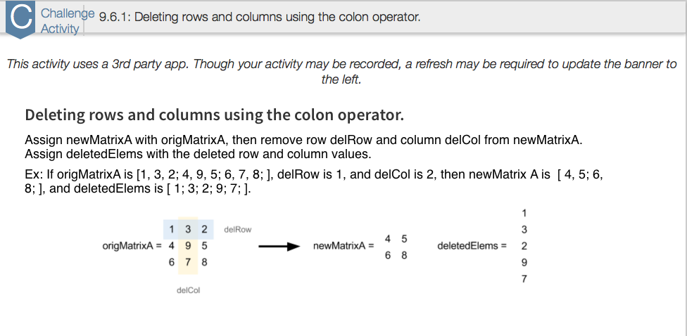 Solved: Challenge 9.6.1: Deleting Rows And Columns Using T... | Chegg.com
