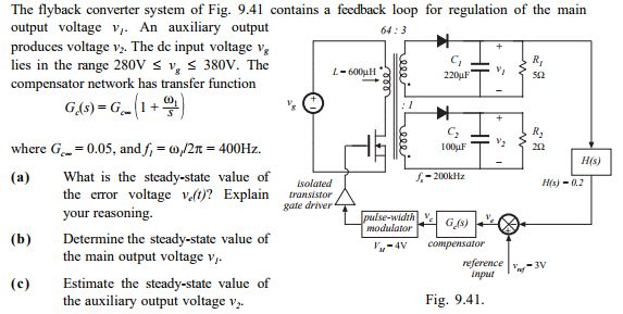 Solved The flyback converter system of Fig. 9.41 contains a | Chegg.com