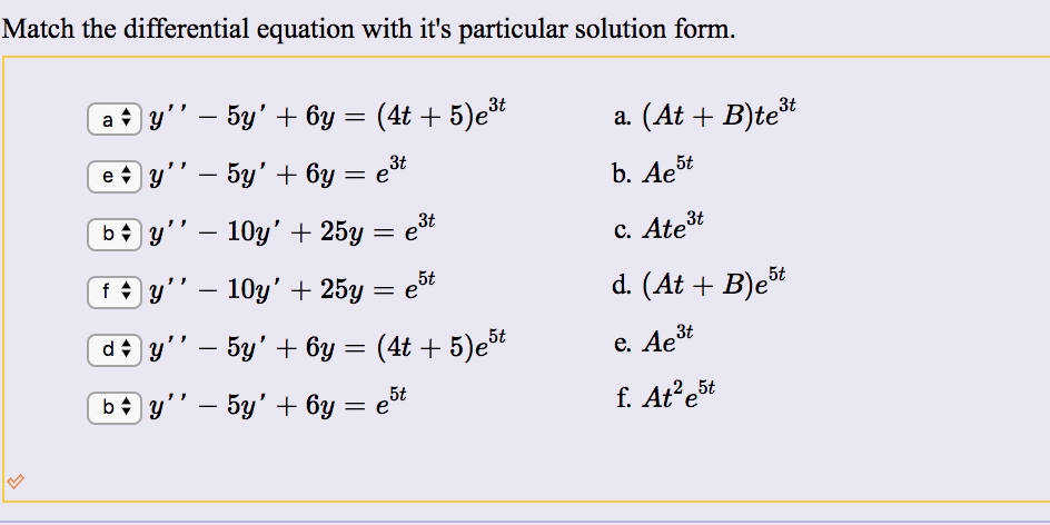 Solved Match The Differential Equation With It S Particular