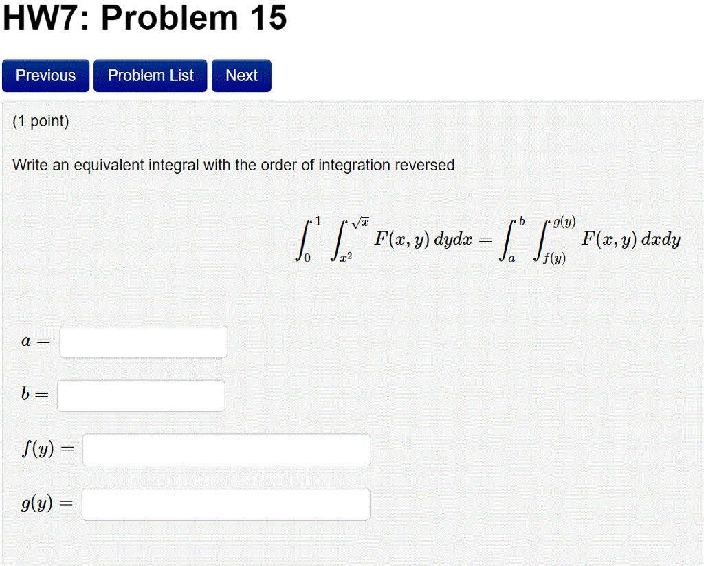 Solved Write an equivalent integral with the order of | Chegg.com Solved Write an equivalent integral with the order of | Chegg.com
