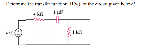 Determine the transfer function, H(w), of the circuit | Chegg.com