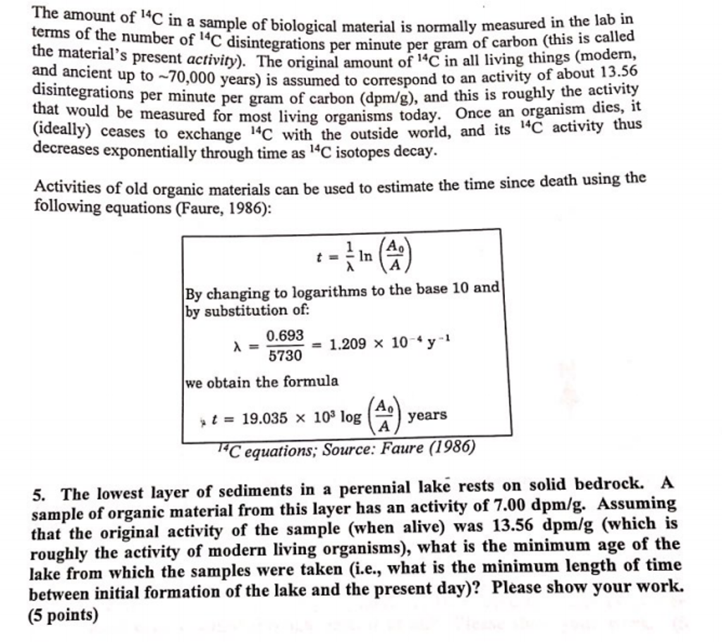 Solved The amount of^14 C in sample of biological material | Chegg.com