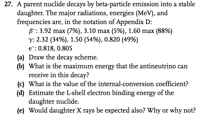 A parent nuclide decays by beta-particle emission | Chegg.com