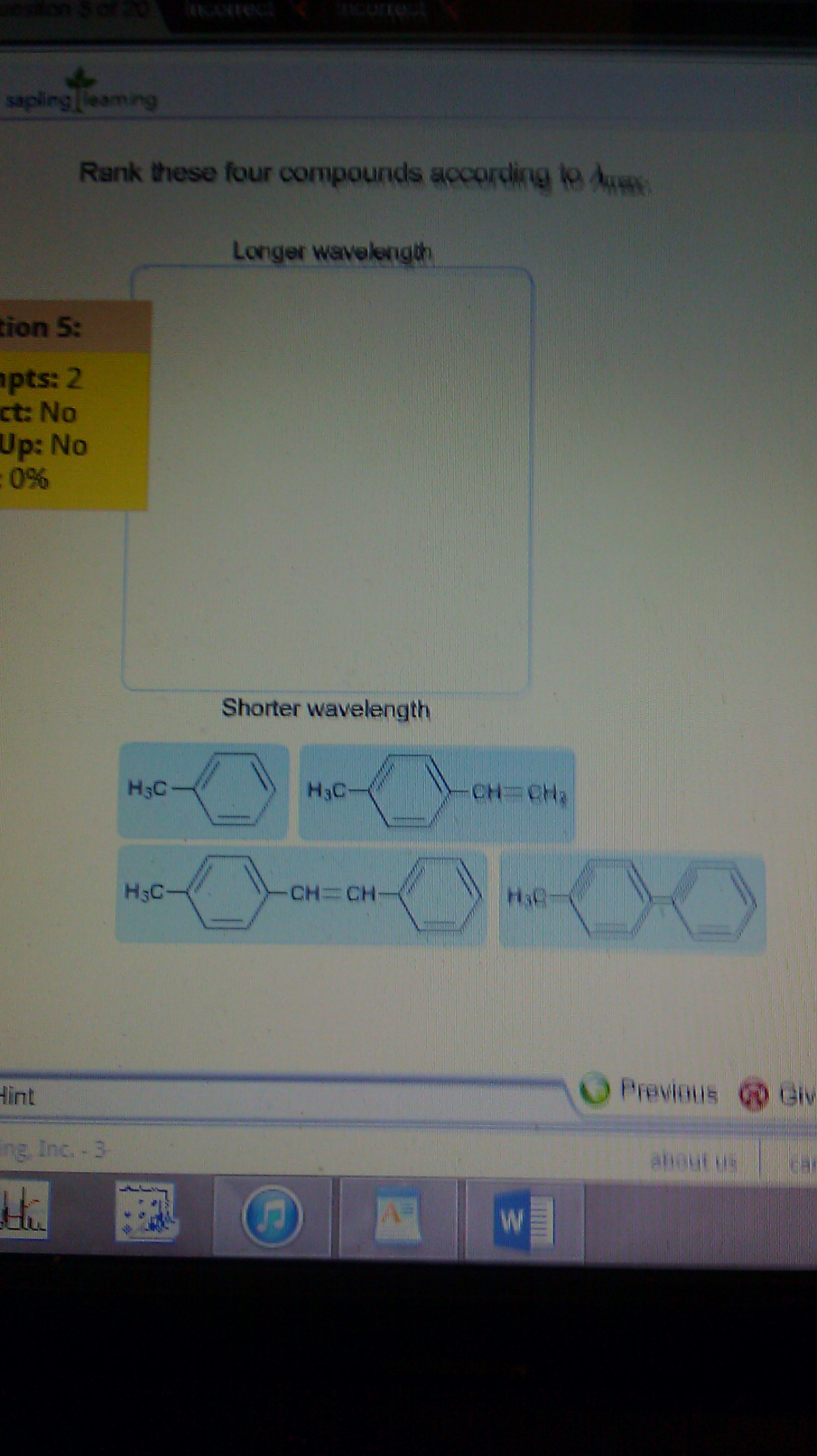 Solved Rank these four compounds accordingto wavelength max | Chegg.com