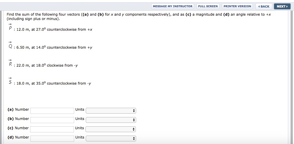 Solved Find the sum of the following four vectors ((a) and | Chegg.com