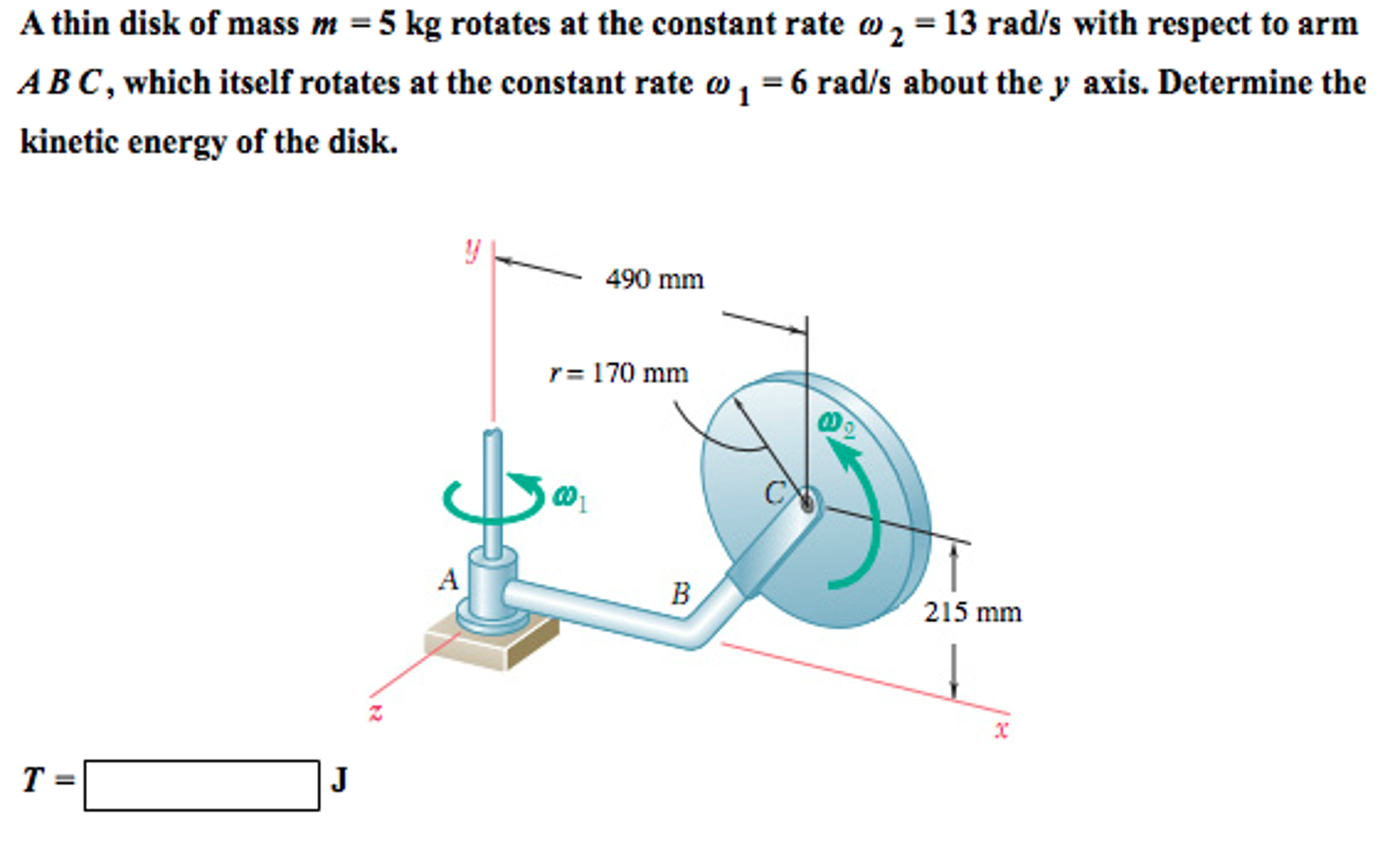 Solved A thin disk of mass m = 5 kg rotates at the constant | Chegg.com