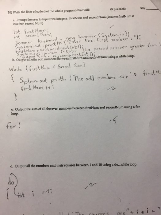 Solved Write the lines of code (not the whole program) that | Chegg.com