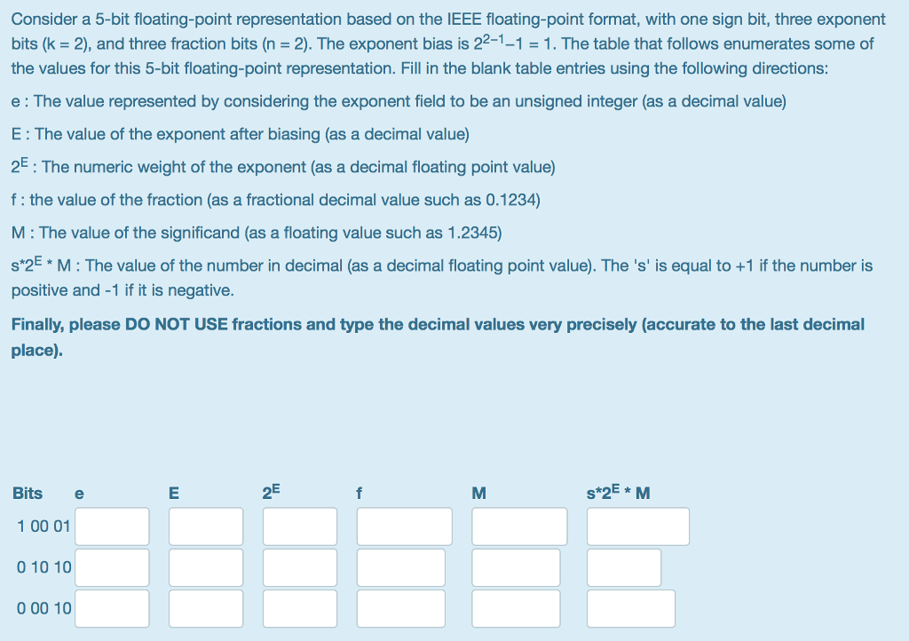 Solved Consider A 5 Bit Floating Point Representation Based