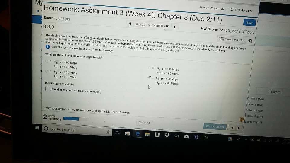 Statistics And Probability Archive | February 11, 2018 | Chegg.com