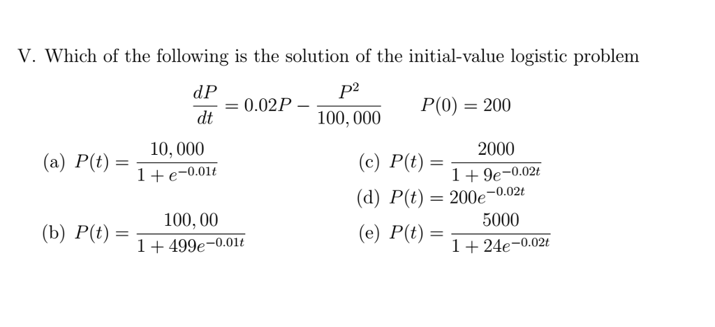 Solved Which of the following is the solution of the | Chegg.com
