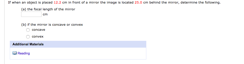 Solved If when an object is placed 12.2 cm in front of a | Chegg.com