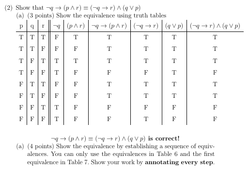 Solved (2) Show that-q → (pAr) Ξ (-q → r) ^ (q V p) (a) (3 | Chegg.com