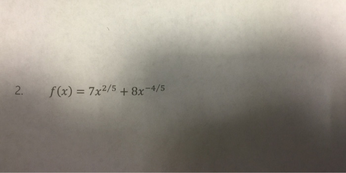Solved f(x) = 7x2/5 + 8x-4/5 | Chegg.com