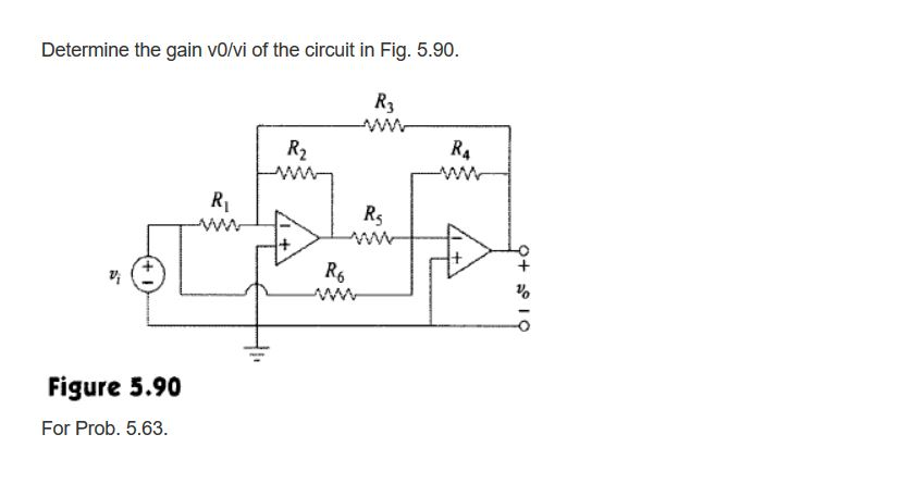 Solved Determine the gain vO/vi of the circuit in Fig. 5.90. | Chegg.com