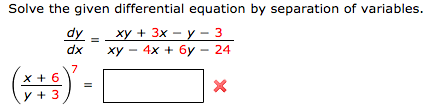 Solved Solve the given differential equation by separation | Chegg.com