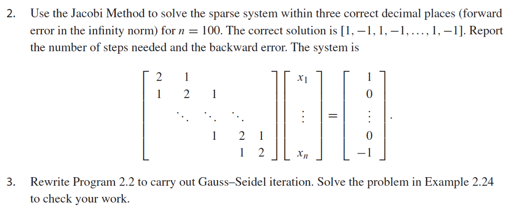 Use the Jacobi Method to solve the sparse system | Chegg.com