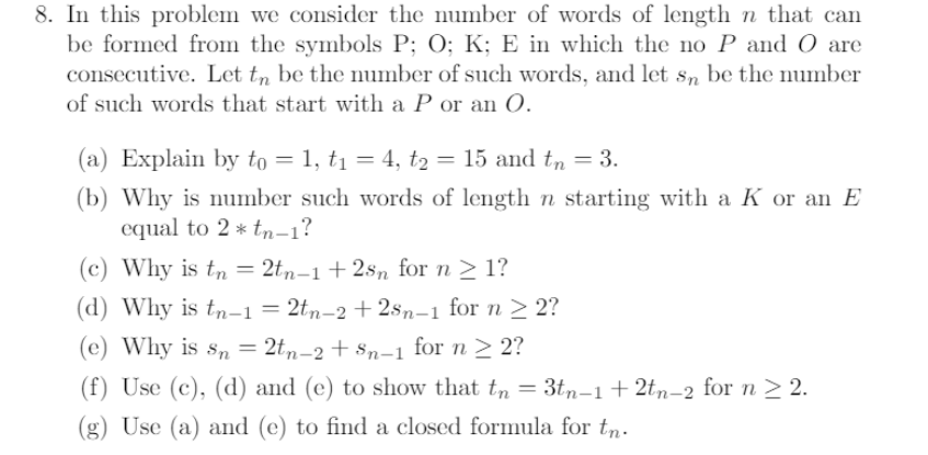 Solved In this problem we; consider the number of words of | Chegg.com