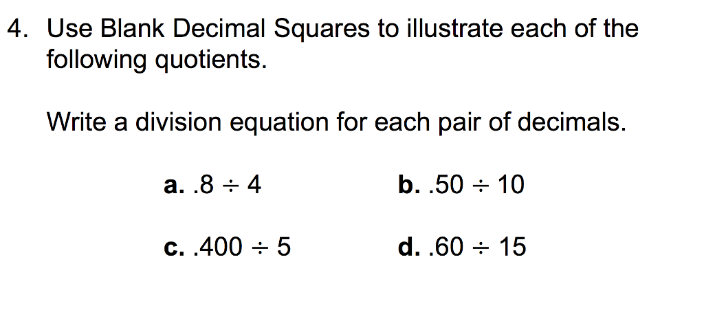 Solved 4. Use Blank Decimal Squares to illustrate each of | Chegg.com