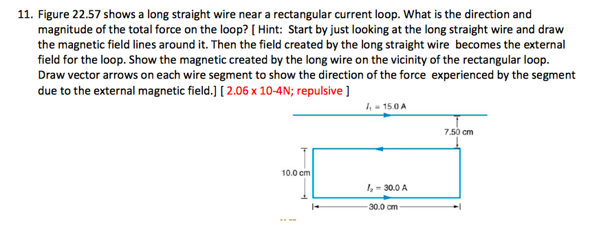 Solved Figure 22.57 shows a long straight wire near a | Chegg.com